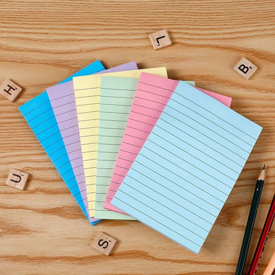 Rainbow Fluorescent Sticky Notes, Large Notebook With Horizontal Lines ...