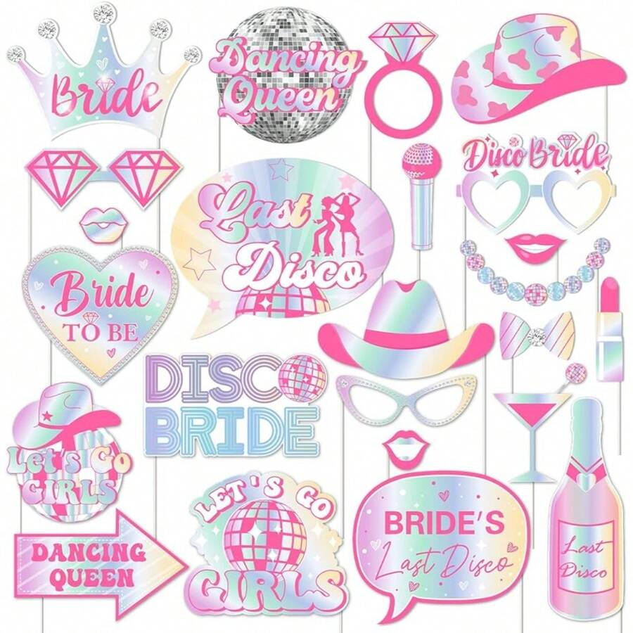 24pcs Last Disco Bachelorette Photo Props Last Disco Bachelorette Party ...