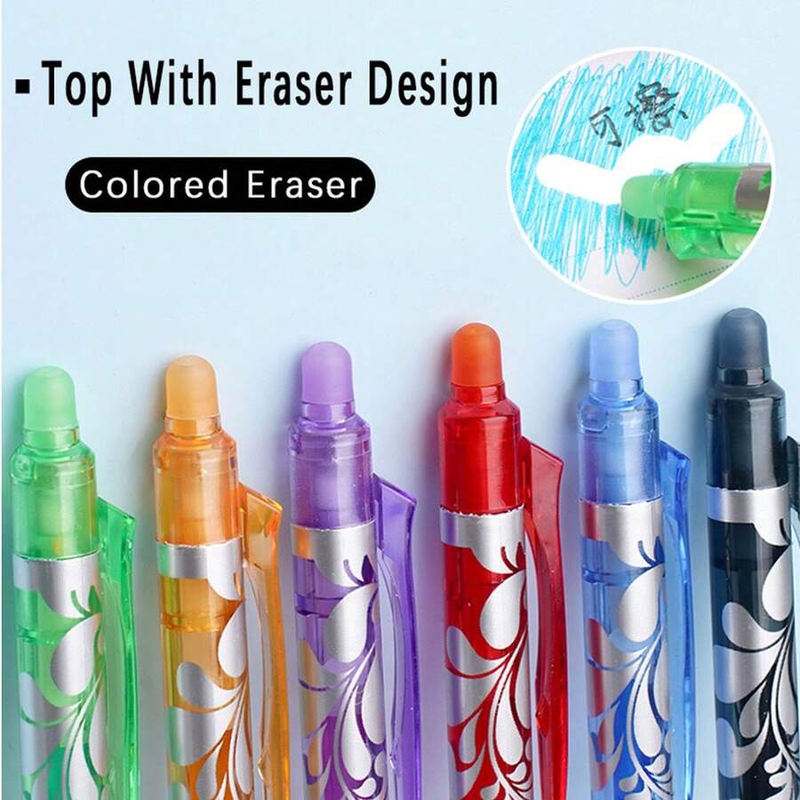 Creative Erasable Pen Set, 6 Colors Gel Ink Stick Pen, Retractable ...