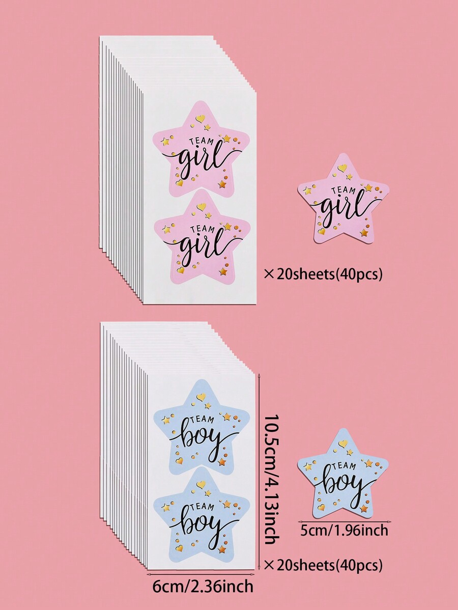 Gender Reveal Stickers For Party Invitations And Voting Games (80 Count ...