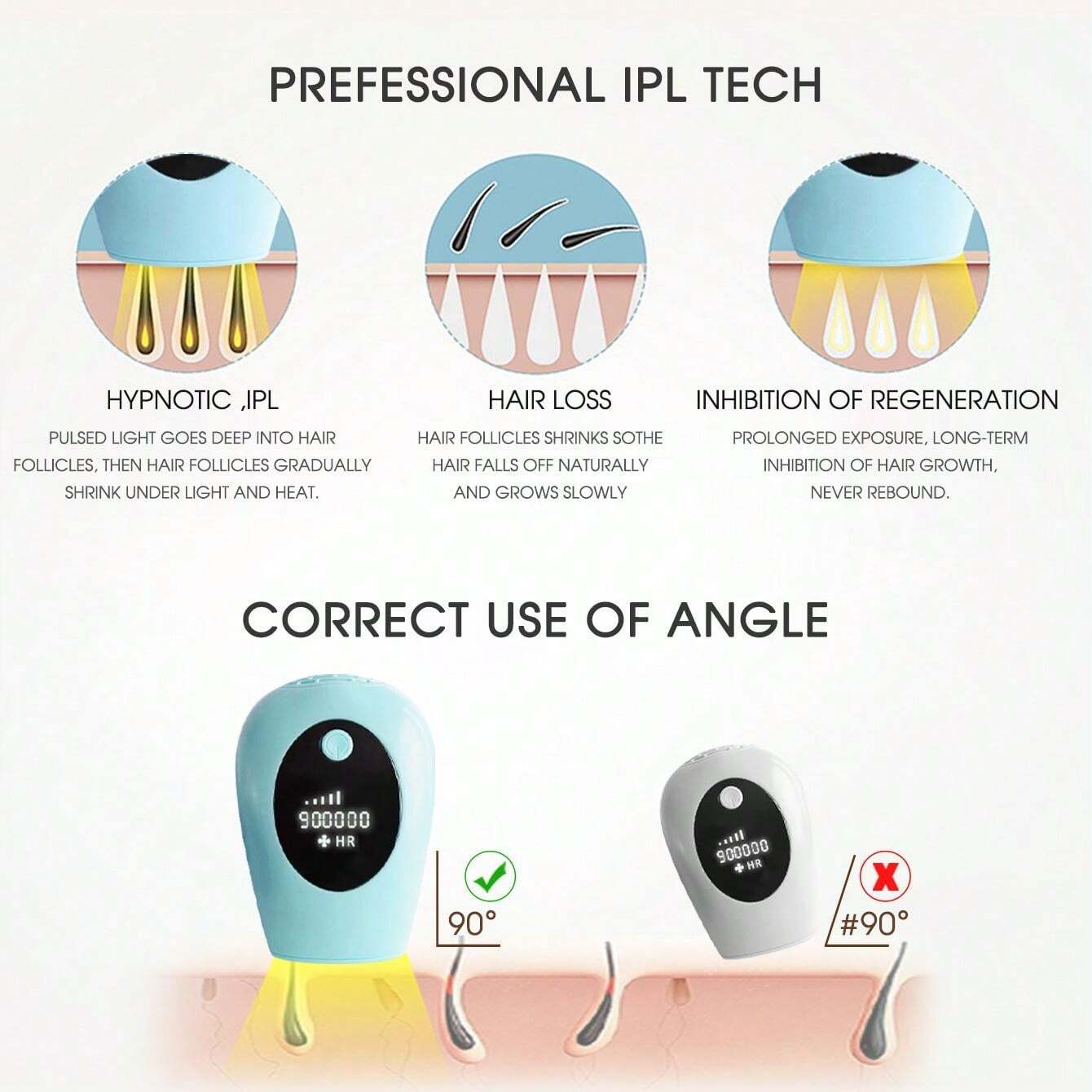 1pc 8 Gears Handheld Gun LCD Display Laser Epilator 900,000 Flashes ...