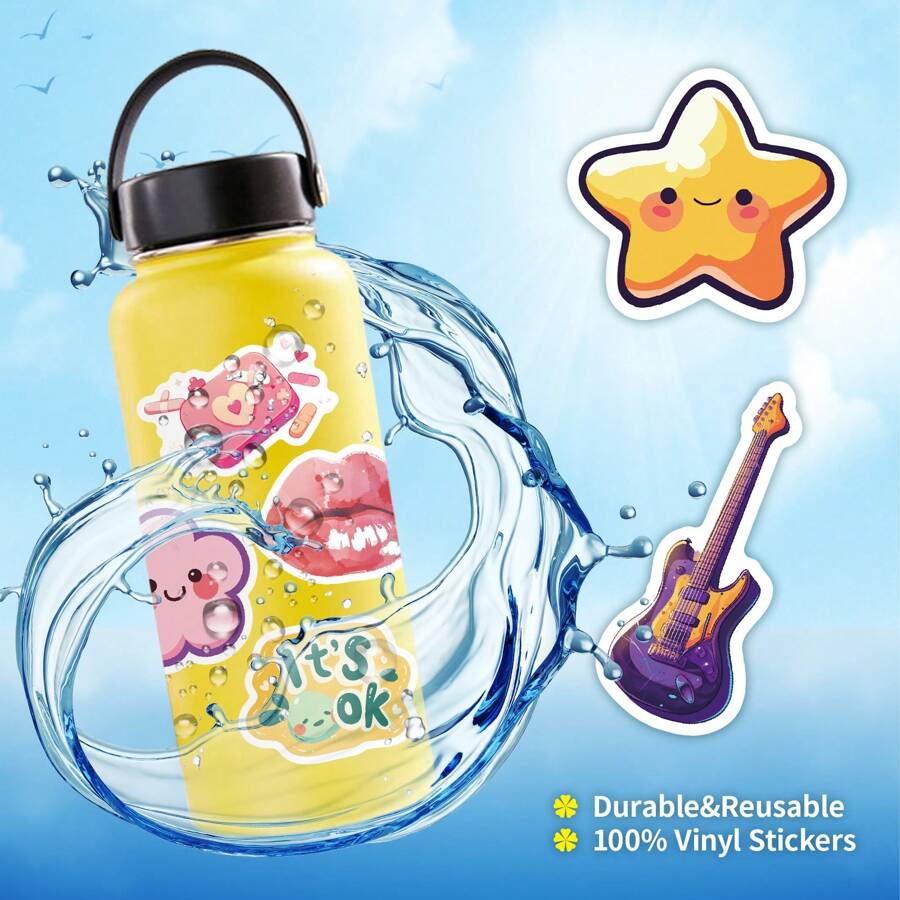 50Pcs Preppy Sticker Pack, Kawaii Vinyl Waterproof Stickers For Compter ...