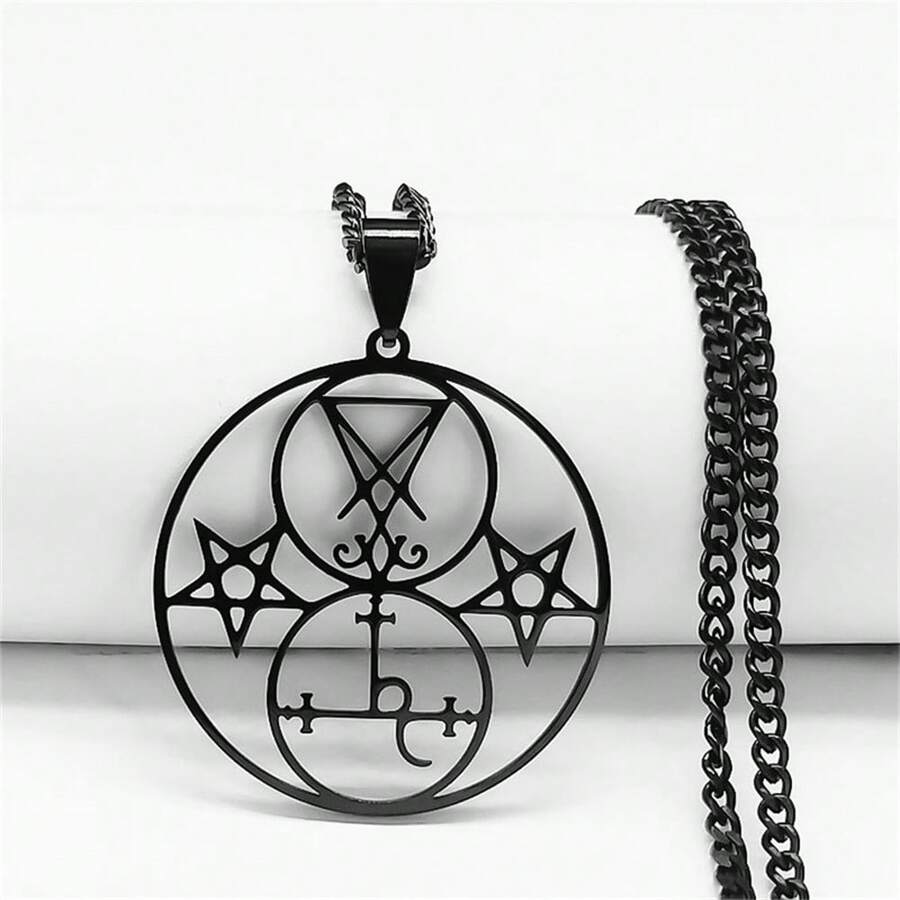 Lilith Pentacle Sigil Of Necklace Stainless Steel Satan Demon Hollow ...