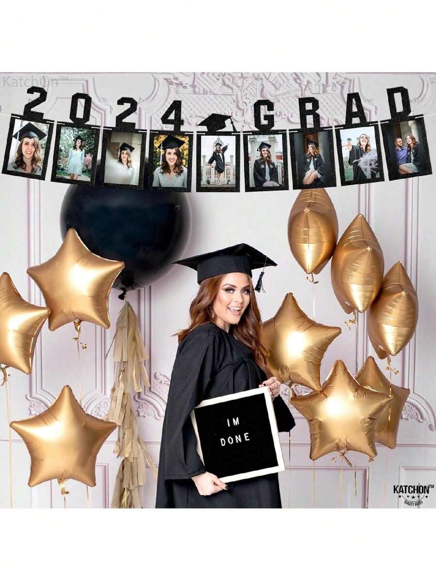 Black Graduation Picture Banner 2024-Graduation Banner, Felt Graduation ...