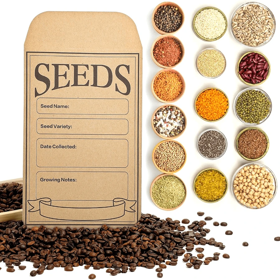 Brown Kraft Paper Seed Packets, 50 Pack Storage Seed Coin Bags ...