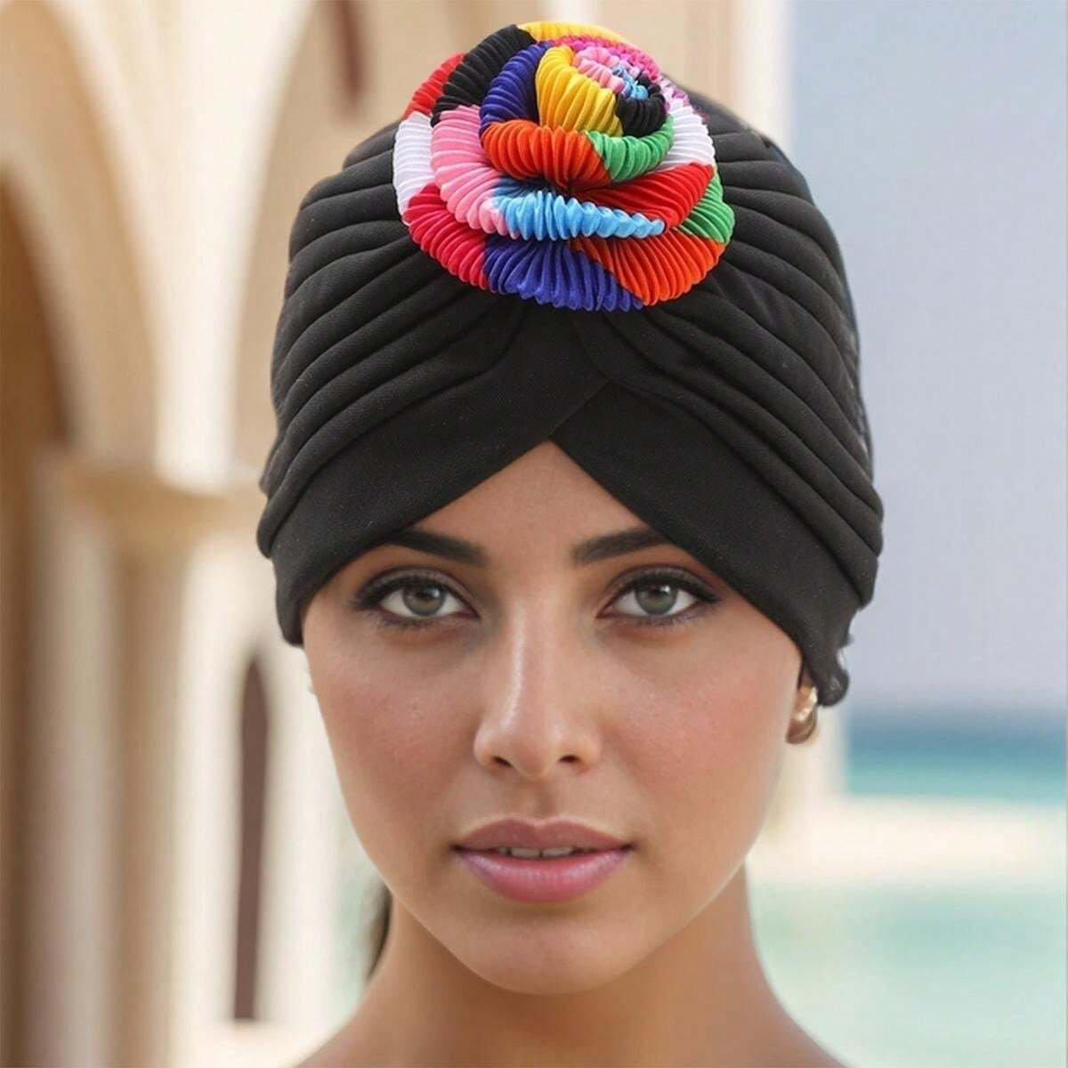New Style Twisted Flower Turban Hat, 3D Twisted Flower And Pleated ...