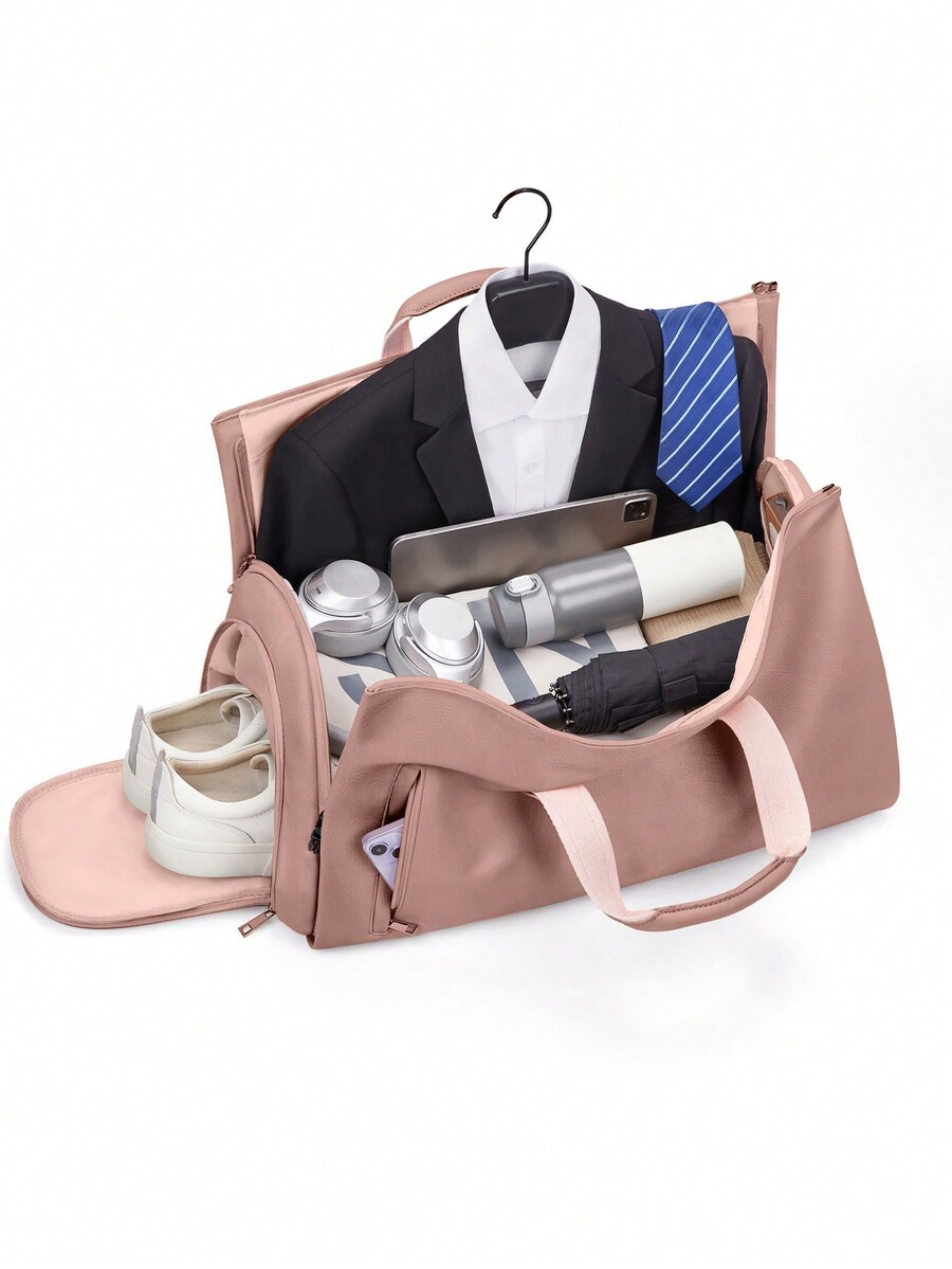 Coral Retro PU Leather Suit Garment Bag, Large Capacity Travel Luggage ...