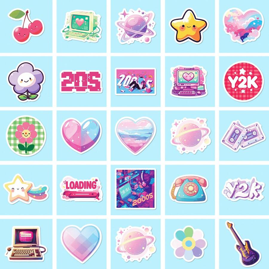 50Pcs Preppy Sticker Pack, Kawaii Vinyl Waterproof Stickers For Compter ...