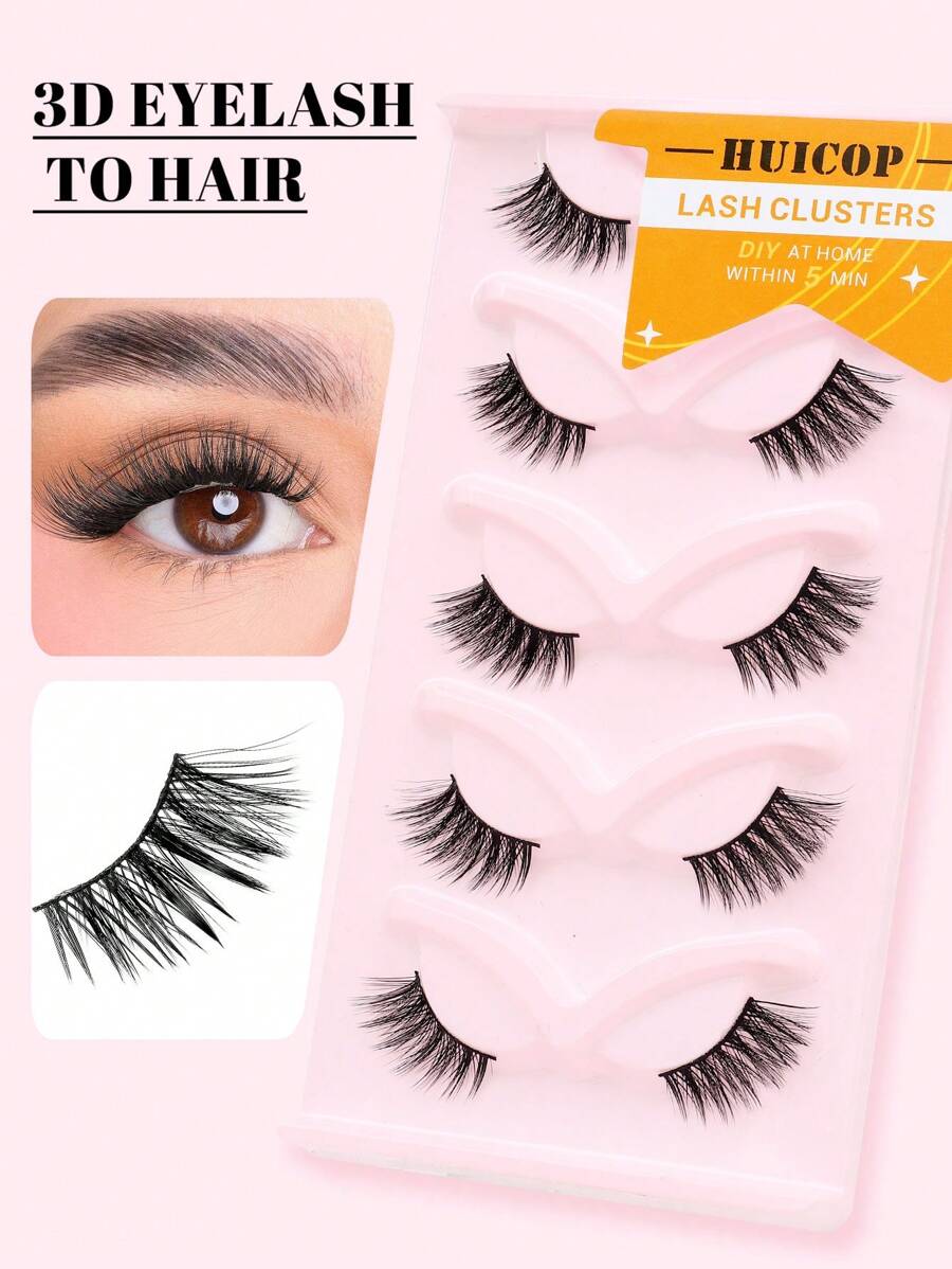 5 Pairs Half Lashes Clear Band Soft Natural Cat Eye Lashes Makeup Tool ...