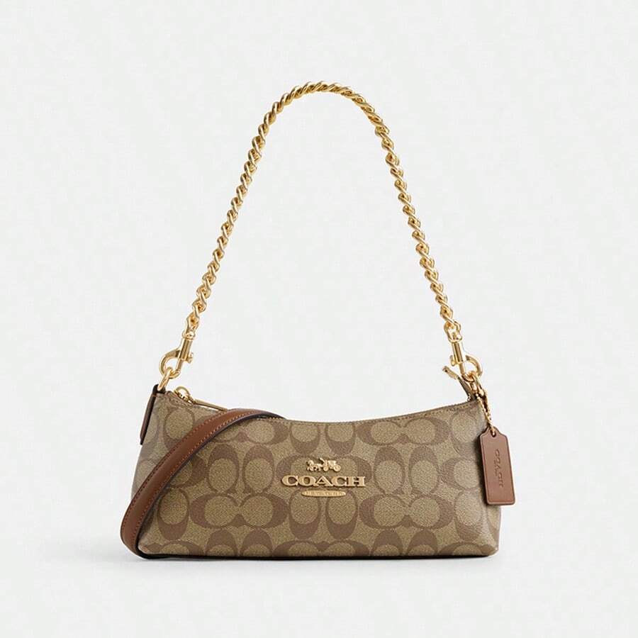 Coach Bolso de hombro para mujer Charlotte 25 de lona con firma, bolso ...