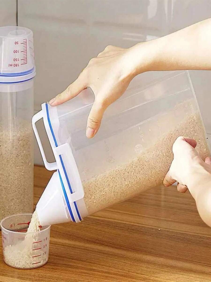 1pc Plastic Rice Bucket, Large Capacity Household Flour Storage Tank ...