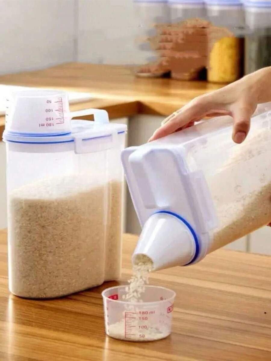 1pc Plastic Rice Bucket, Large Capacity Household Flour Storage Tank ...