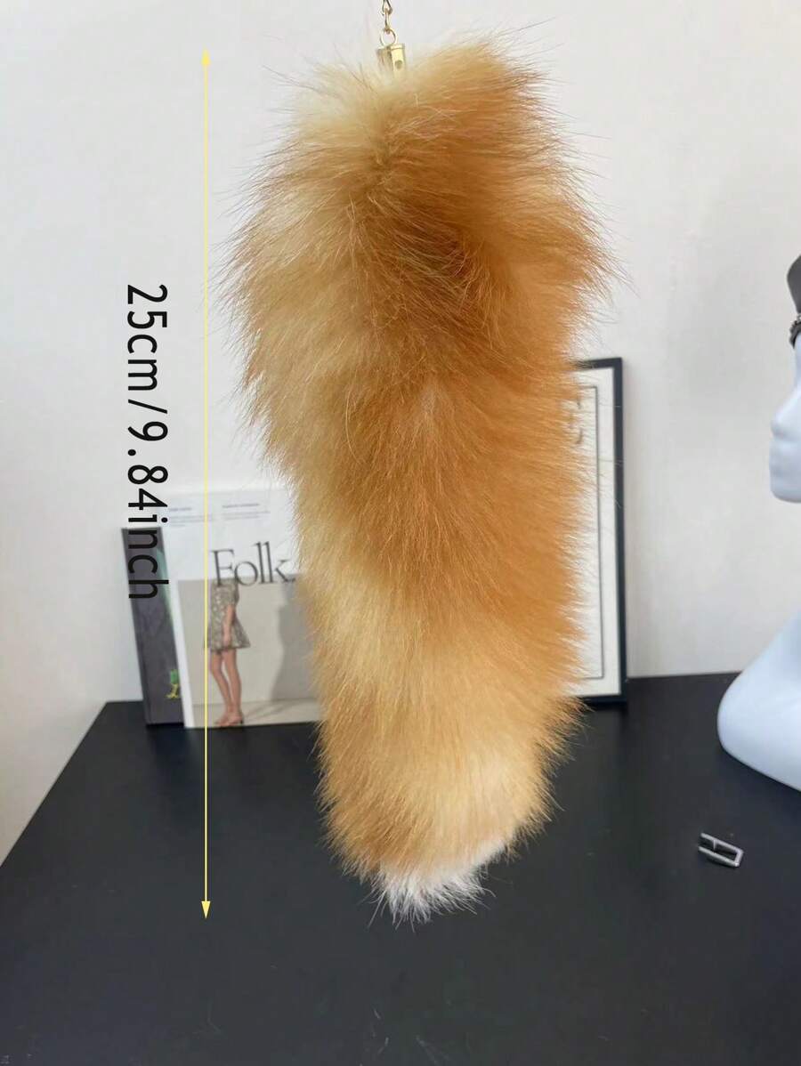 1pc Plush Fox Tail Keychain Animals Keyring Charm Pendant Cute Animal ...