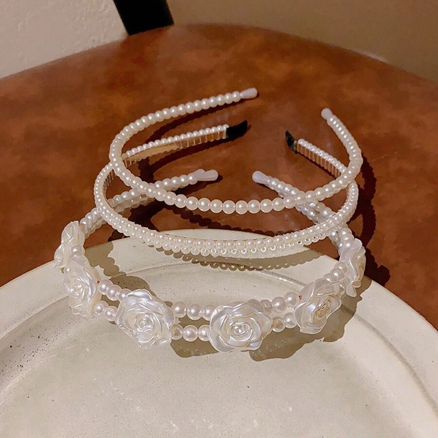 Diadema de perlas súper linda para mujeres, estilo dulce para salir y ...