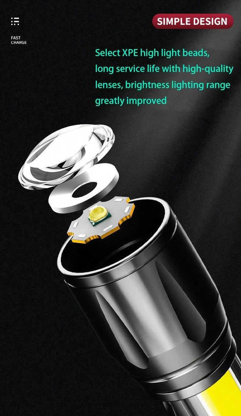 1pc Mini LED EDC Flashlight COB USB Rechargeable Aluminum Alloy Pocket ...