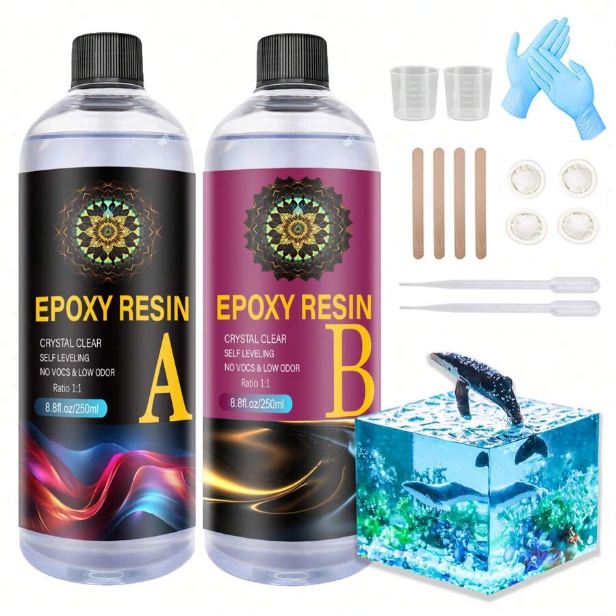 Kit de résine époxy 250+250ml - Ensemble de résine et de durcisseur ...