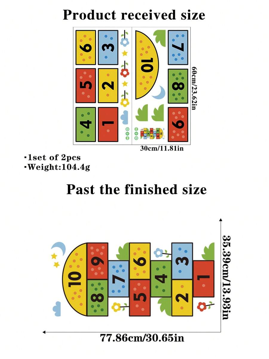 Cartoon Hopscotch Game Self-Adhesive Floor Stickers For Kindergarten ...