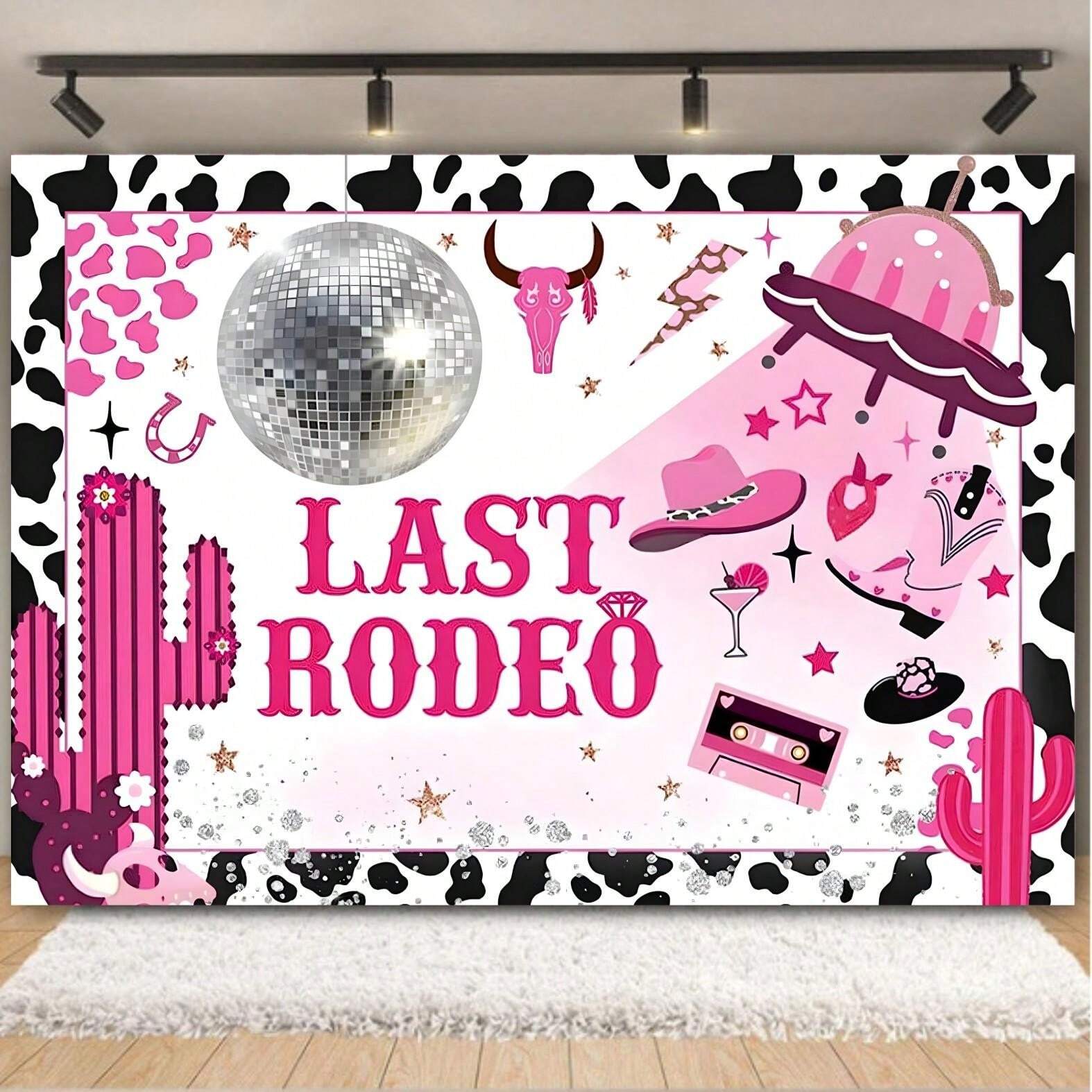 Western Cowboy Party Decorations Backdrop Pink Rodeo Bachelorette Party ...