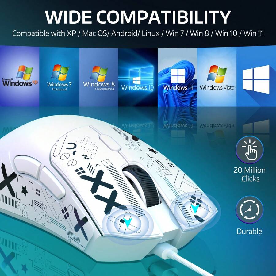 ATTACK SHARK R1 59g Tri-Mode Lightweight Wireless Gaming Mouse, 2.4GHz ...
