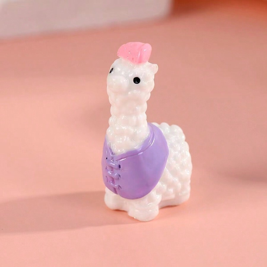 Resin Miniature Sheep Figurine Simulation Craft Colorful Alpaca Micro ...