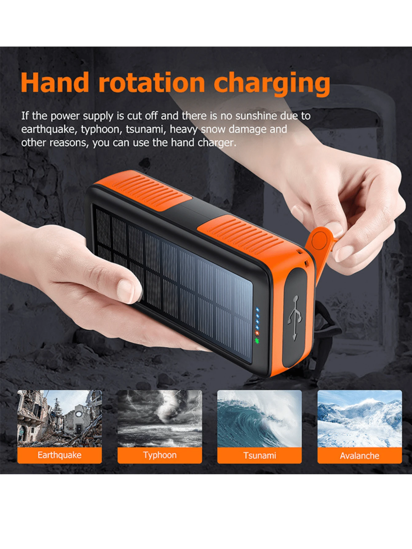 Solar Mobile Power 30000mAh Fast Charging Hand Charger, With Line ...