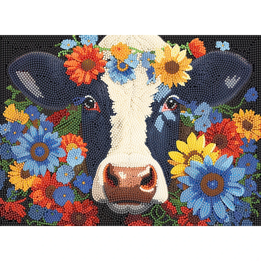 5D DIY Diamond Art Painting Cows And Flowers Diamond Art Kits For ...