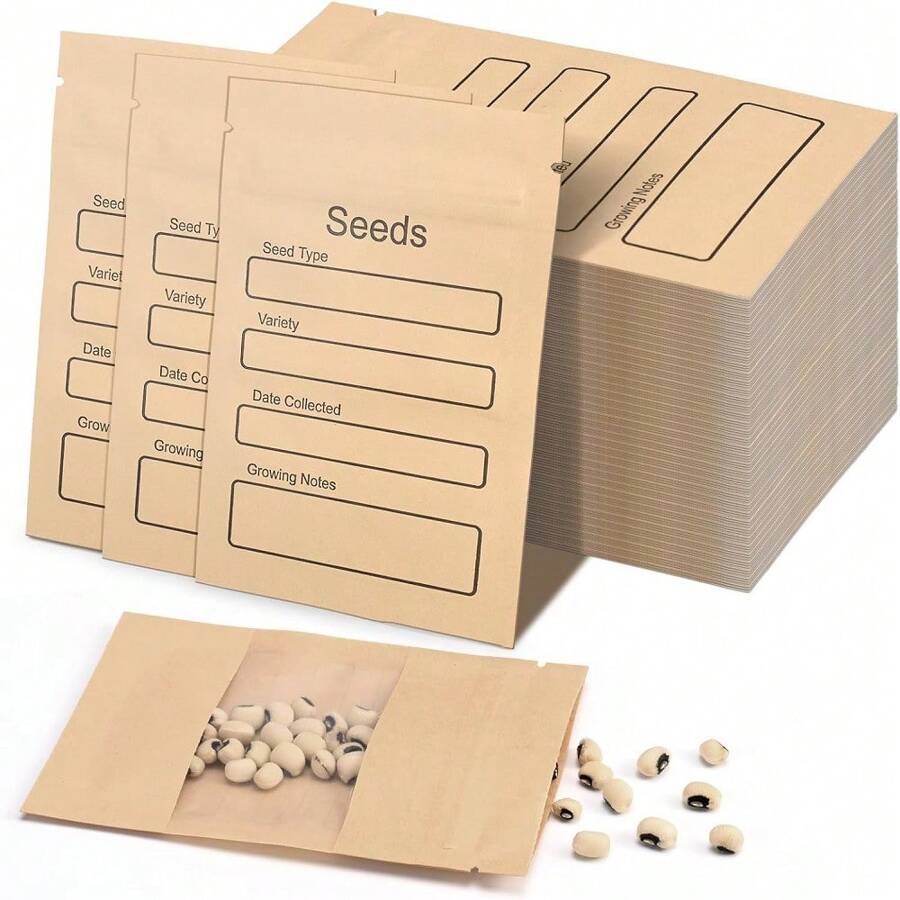 50 Pcs Small Resealable Seed Envelopes With Clear Window, 3.15 X 4.72 ...