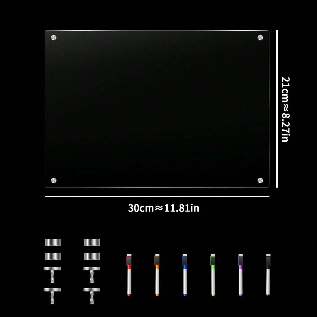 1pc 3D Clear Acrylic Whiteboard (With 6 Whiteboard Magnetic Pens) For ...