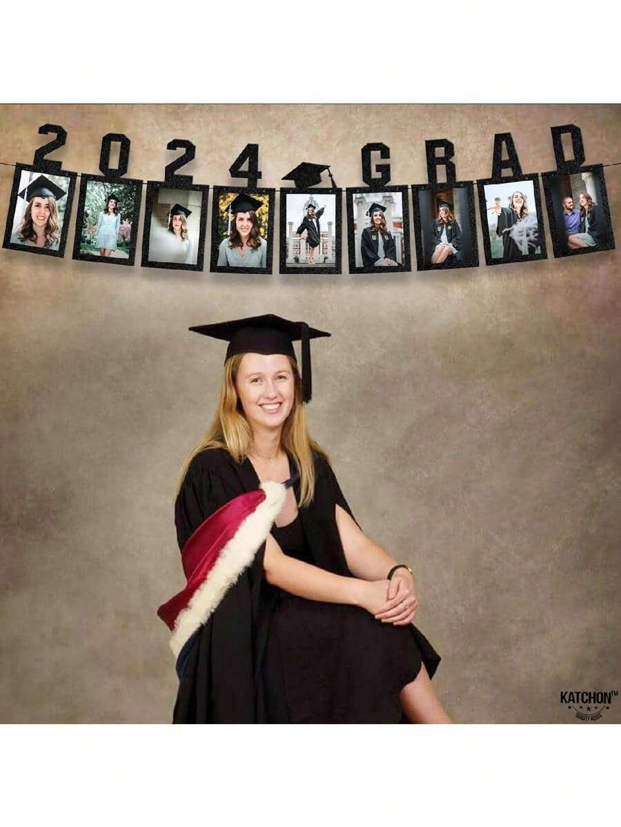 Black Graduation Picture Banner 2024-Graduation Banner, Felt Graduation ...