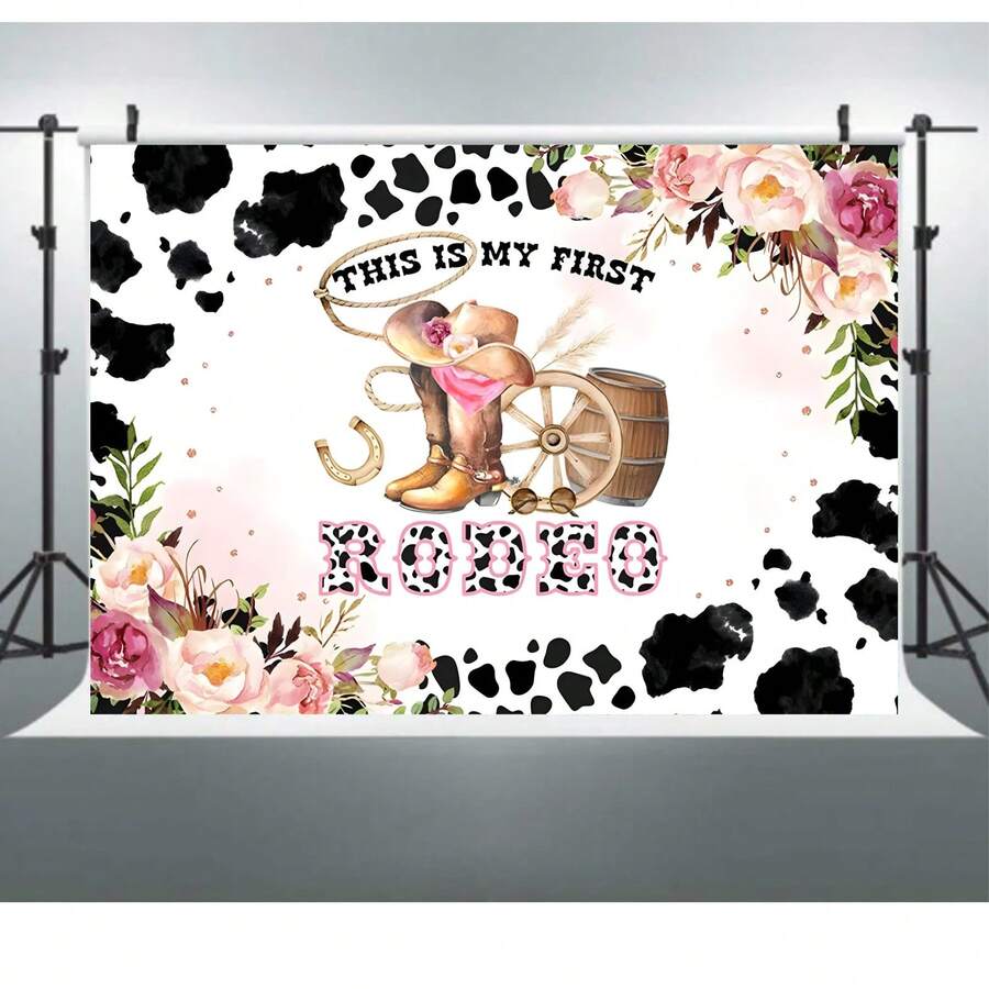 Cowboy 1st Birthday Party Backdrop Props Cowboy Rodeo Barrel Flower ...