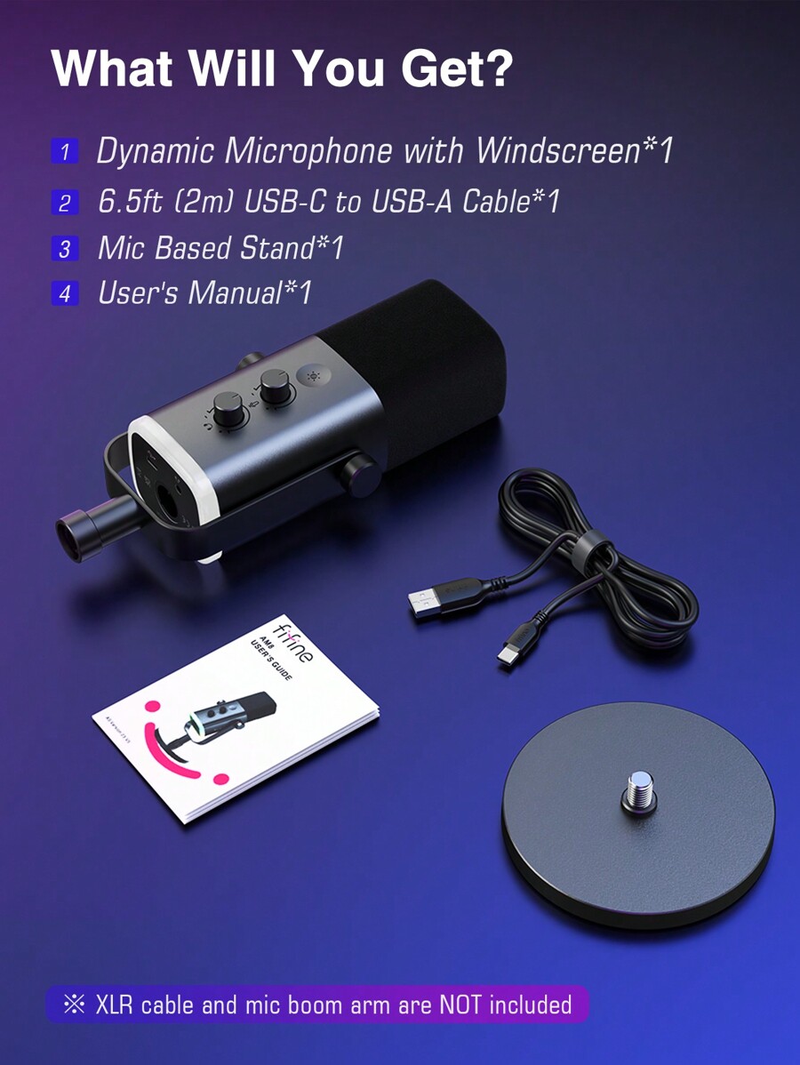 FIFINE Gaming USB/XLR Microphone For Podcast, Dynamic Mic With ...