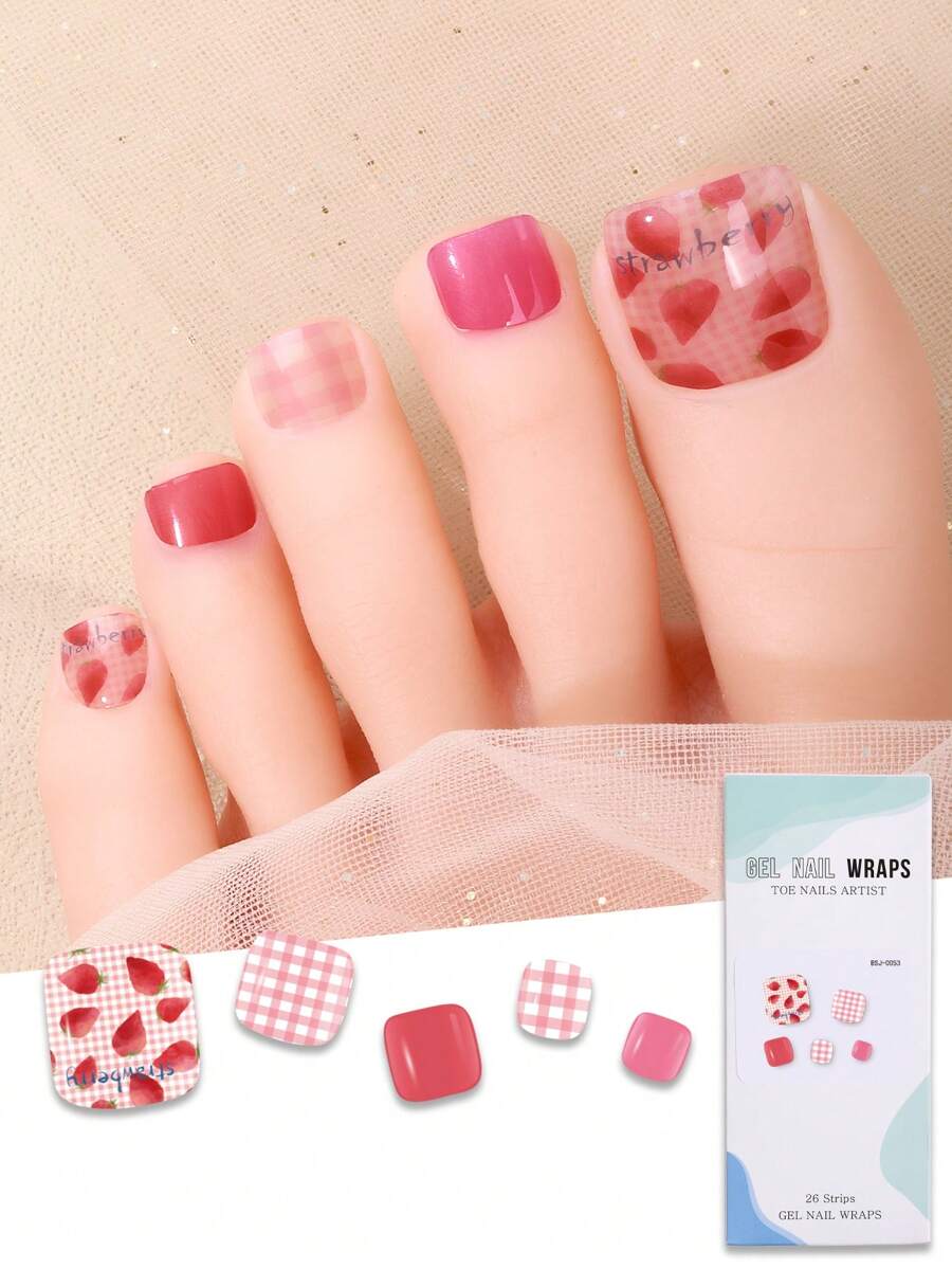 Beauty Sticker 26 Semi Cured Gel Toenail Strips, Spring Summer Simple ...