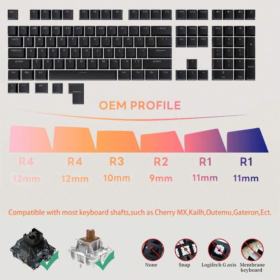 Taiahiro 104 Keys OEM Profile ABS Keycaps Set For Mechanical Keyboards ...