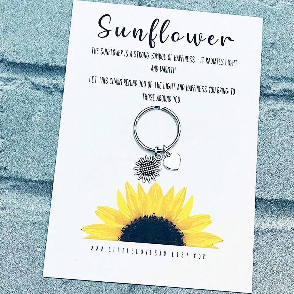 1pc Sunflower And Heart Keyring With Blessing Card-You Are My Sunshine ...