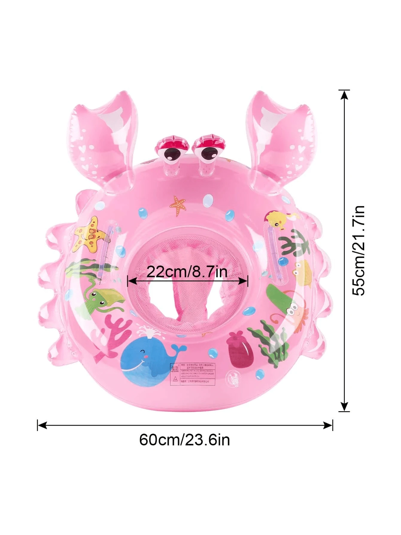 1pc Inflatable Crab Shaped Swim Ring With Handles And Breathable Mesh ...