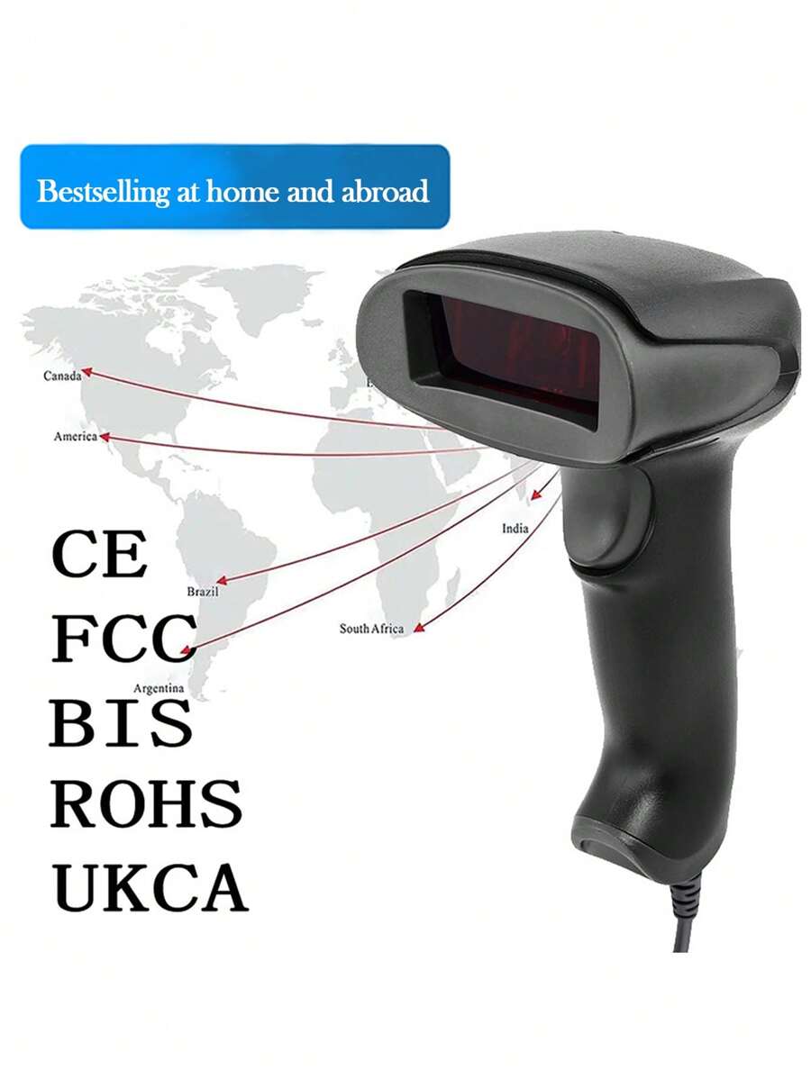 1pc Wireless Handheld Laser Barcode Scanner Gun, Wired QR Code Reader ...