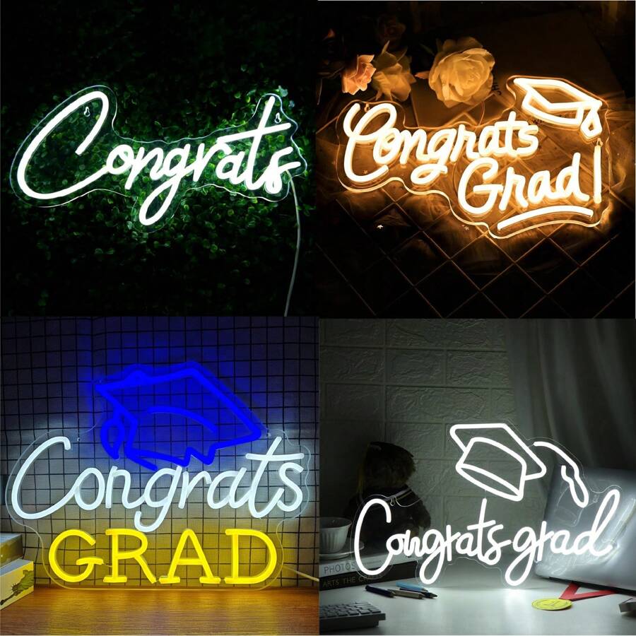 Congrats Grad Neon Sign With Graduation Cap, Congrats Grad Light Up ...