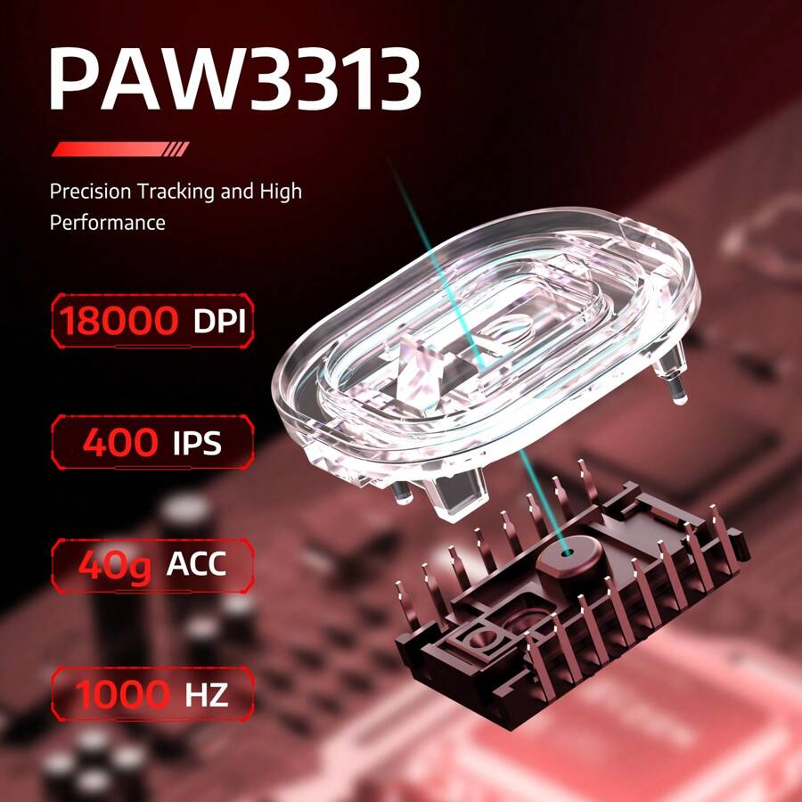 ATTACK SHARK R1 59g Tri-Mode Lightweight Wireless Gaming Mouse, 2.4GHz/BT/Wired Connectivity, 5 ...