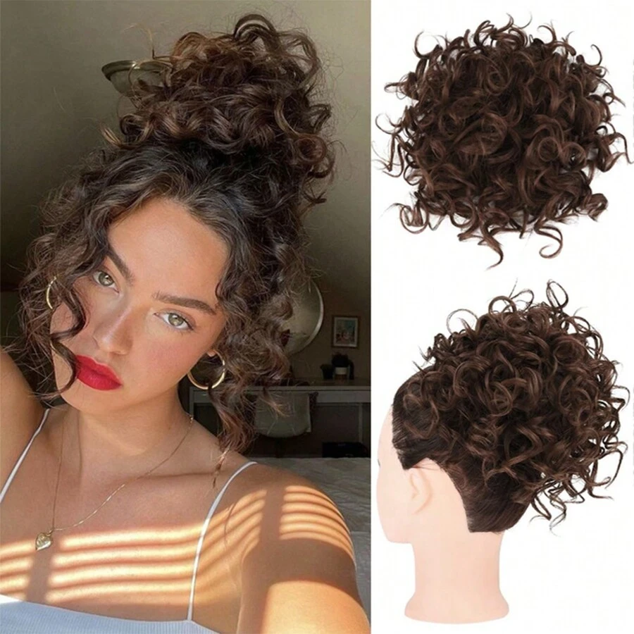 Drawstring Messy Curly Bun Bun Elastic Loose Wavy Curly Ponytail ...