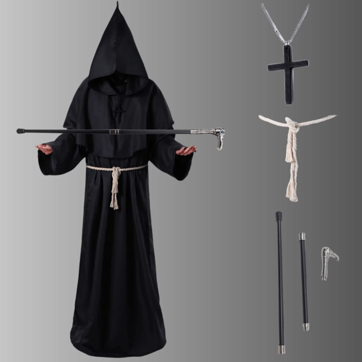 1pc Plain Color Cosplay Medieval Monk Robe Wizard Costume With Alloy ...