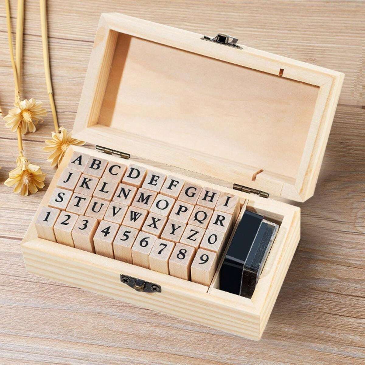 36 Piezas Sello de goma de madera con letras y números de 0.2cm, sello ...