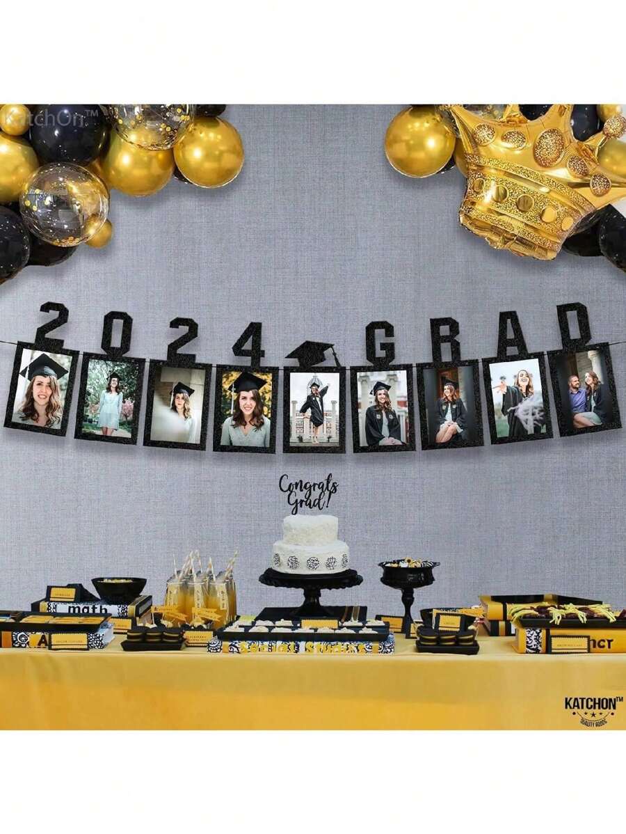 Black Graduation Picture Banner 2024-Graduation Banner, Felt Graduation ...