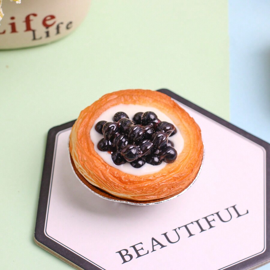 6pcs Simulation Tin Foil Tart Mold Model PU Fake Bread Fridge Magnets ...