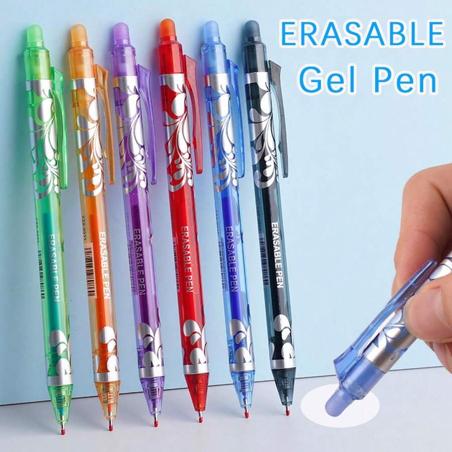 Creative Erasable Pen Set, 6 Colors Gel Ink Stick Pen, Retractable ...