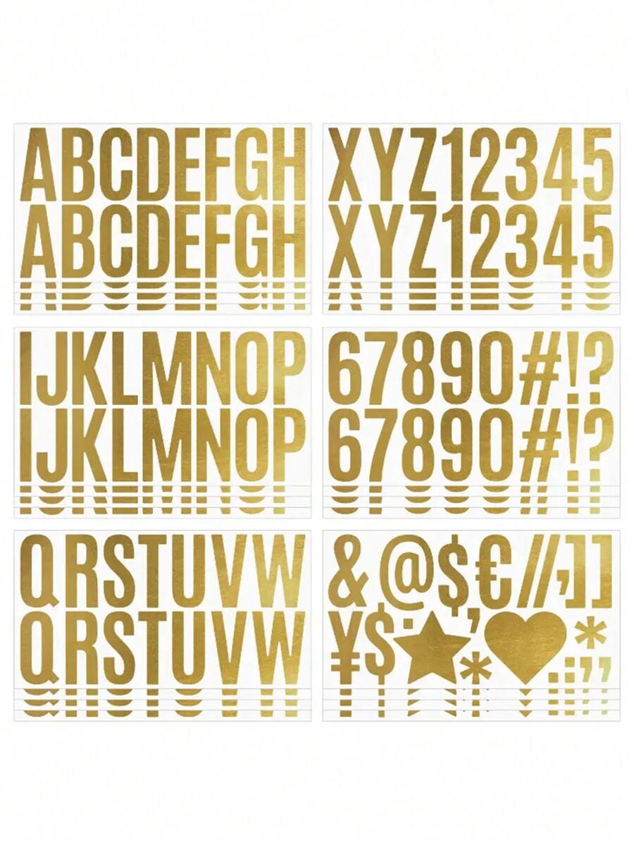 6pcs, 6.35 Cm Waterproof Large Golden Self-Adhesive Letter Decoration ...