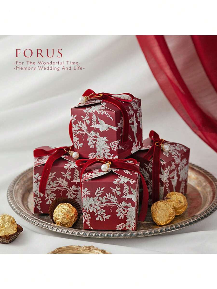 20 Stück Hochzeit Süßigkeiten Boxen mit Schleife und Perlen, Party ...