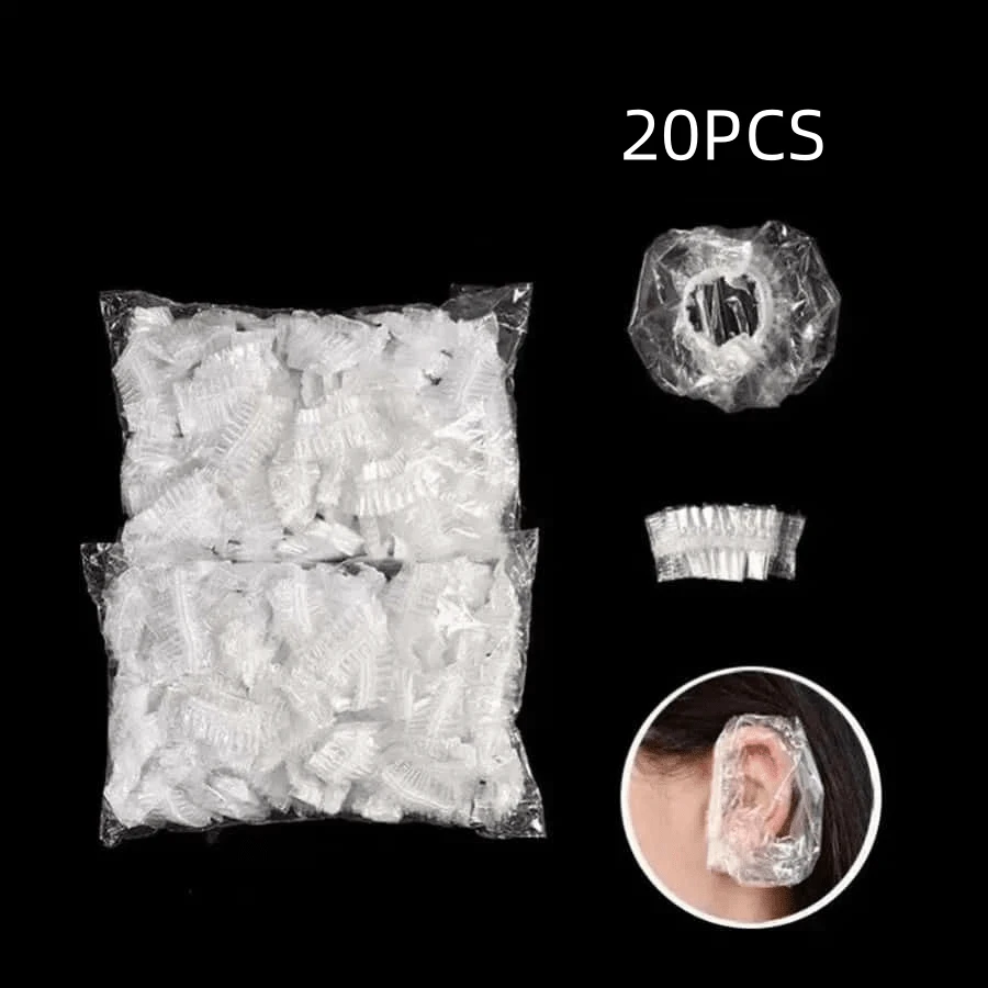 20PCS/1PC - Waterproof Earmuffs And Shower Caps, Disposable Transparent ...