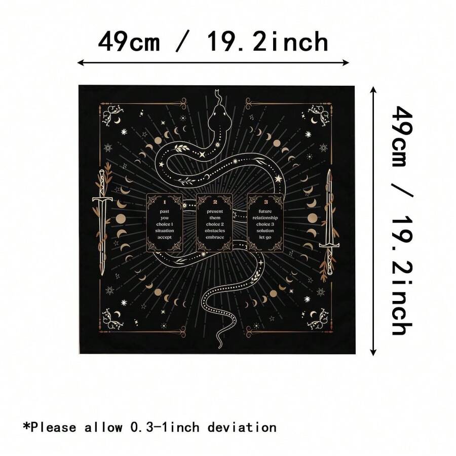 1pc Moon Phase Tablecloth With Snake Compass Design For Altar Rituals ...
