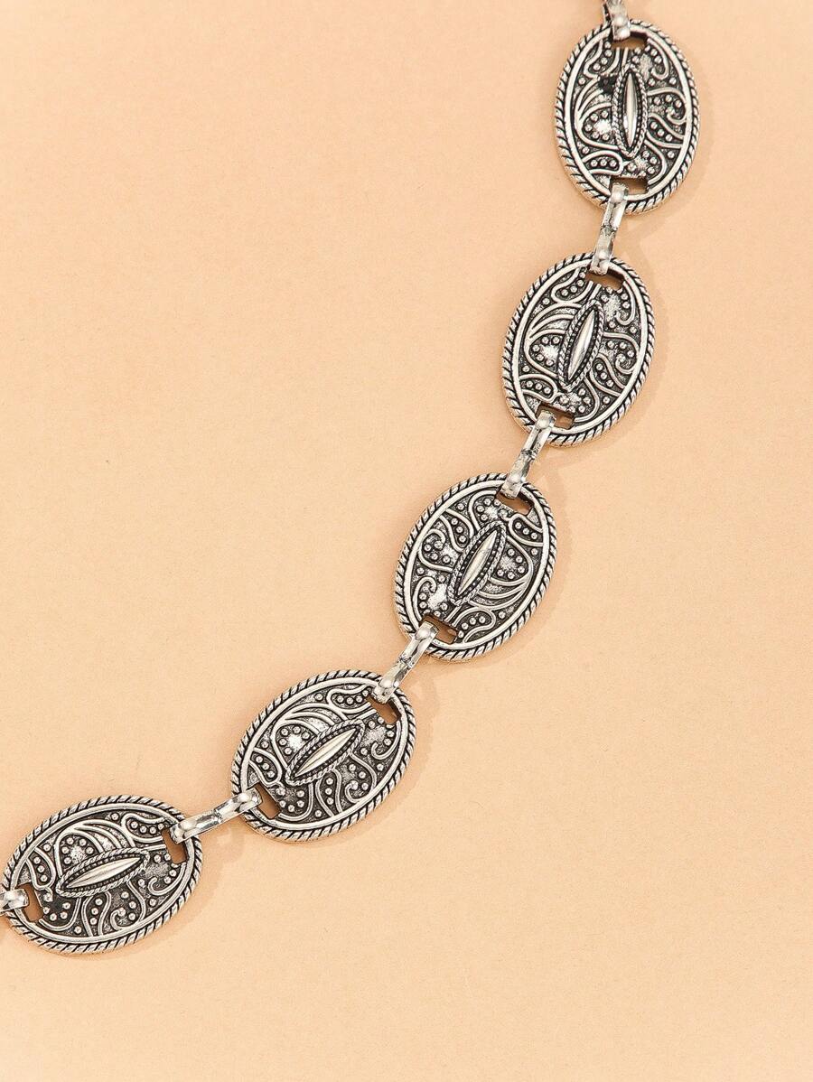 Y2K Vintage Western Style Metal Chain Waist Chain With Embossed Floral ...