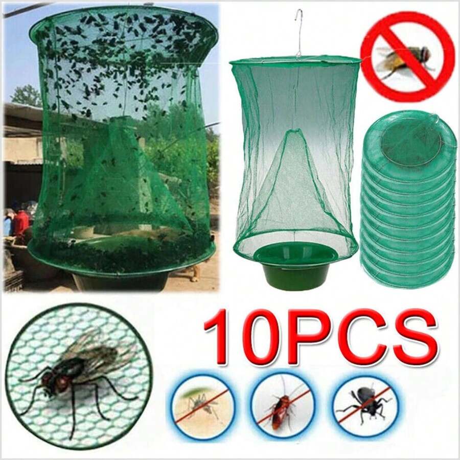 10pcss The Ranch Fly Trap Outdoor Fly Trap Killer Bug Net Cage Perfect ...